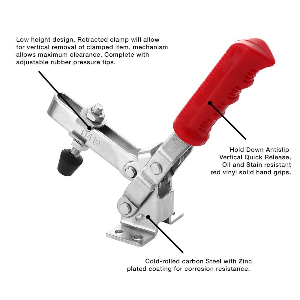 4 Pieces 11412 Vertical Toggle Clamps 450LB Steel Quick Release Hand ...